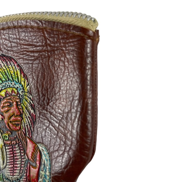 Vintage | Bags | Vintage Embossed Leather Native American Headdress ...